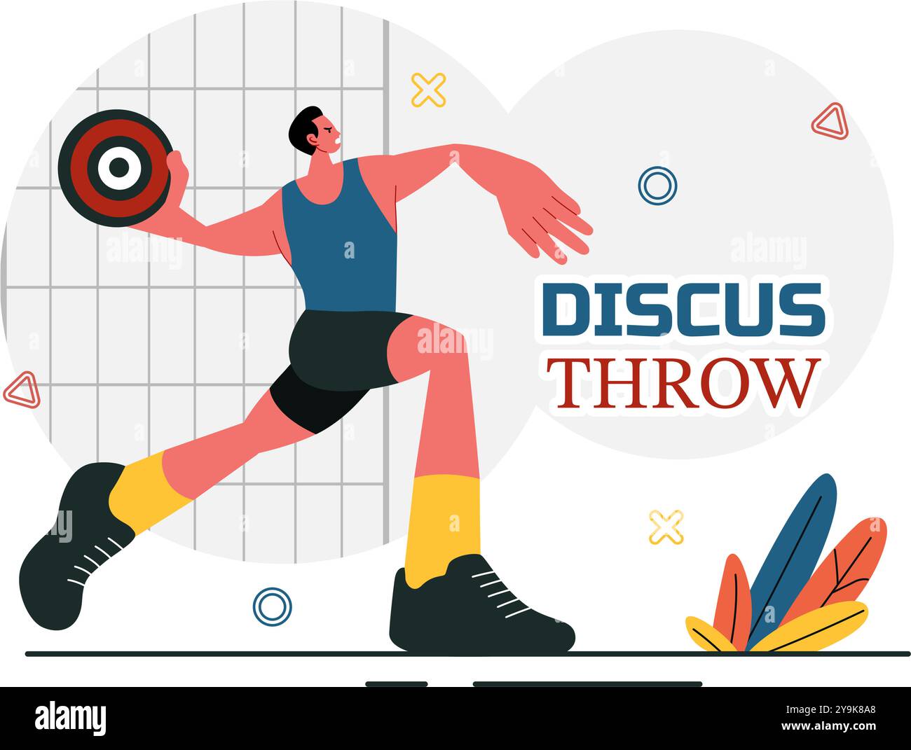 Discus Throw Athletics Vector Illustration featuring an Athlete ...