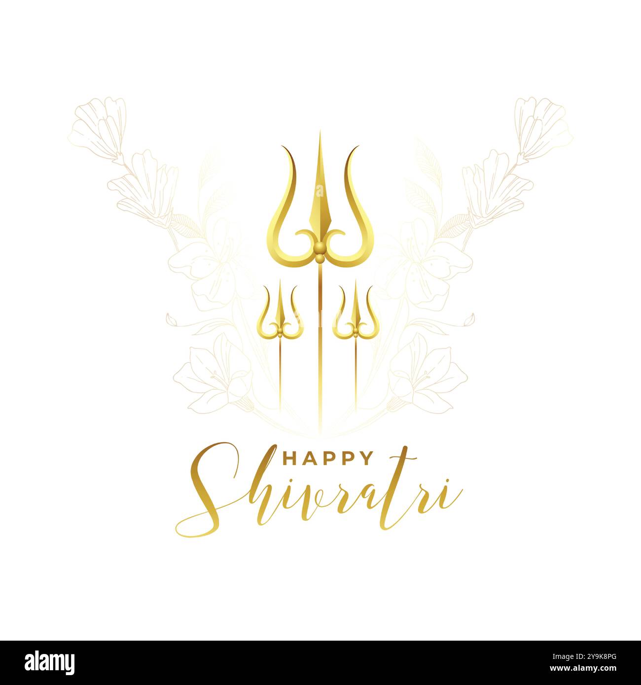 maha shivratri wishes card with golden trishul and floral design vector ...