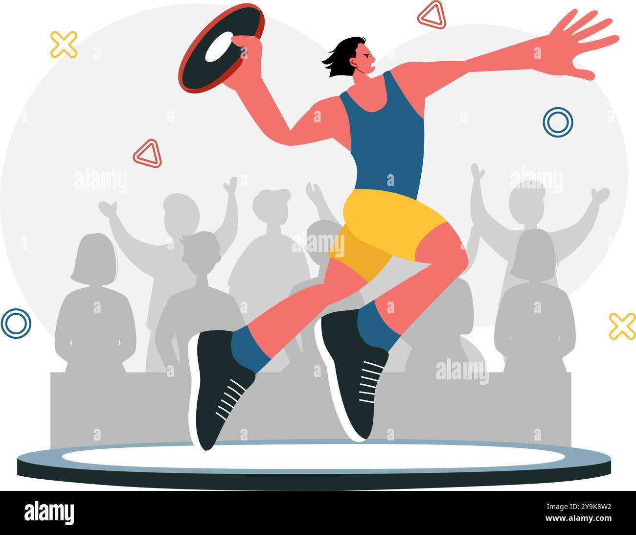 Discus Throw Athletics Vector Illustration featuring an Athlete ...