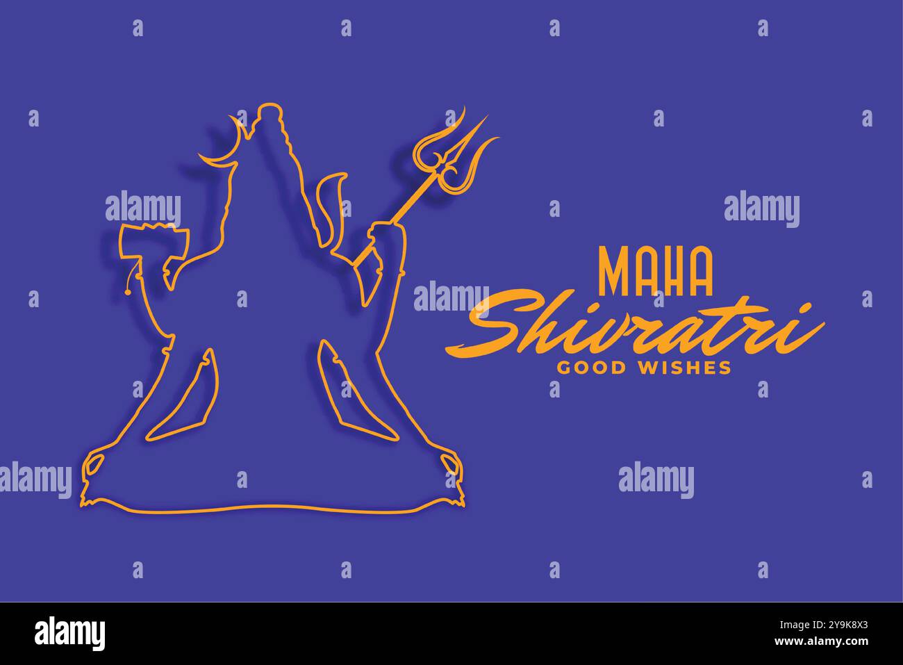 happy maha shivratri wishes card with line style lord shiva vector ...