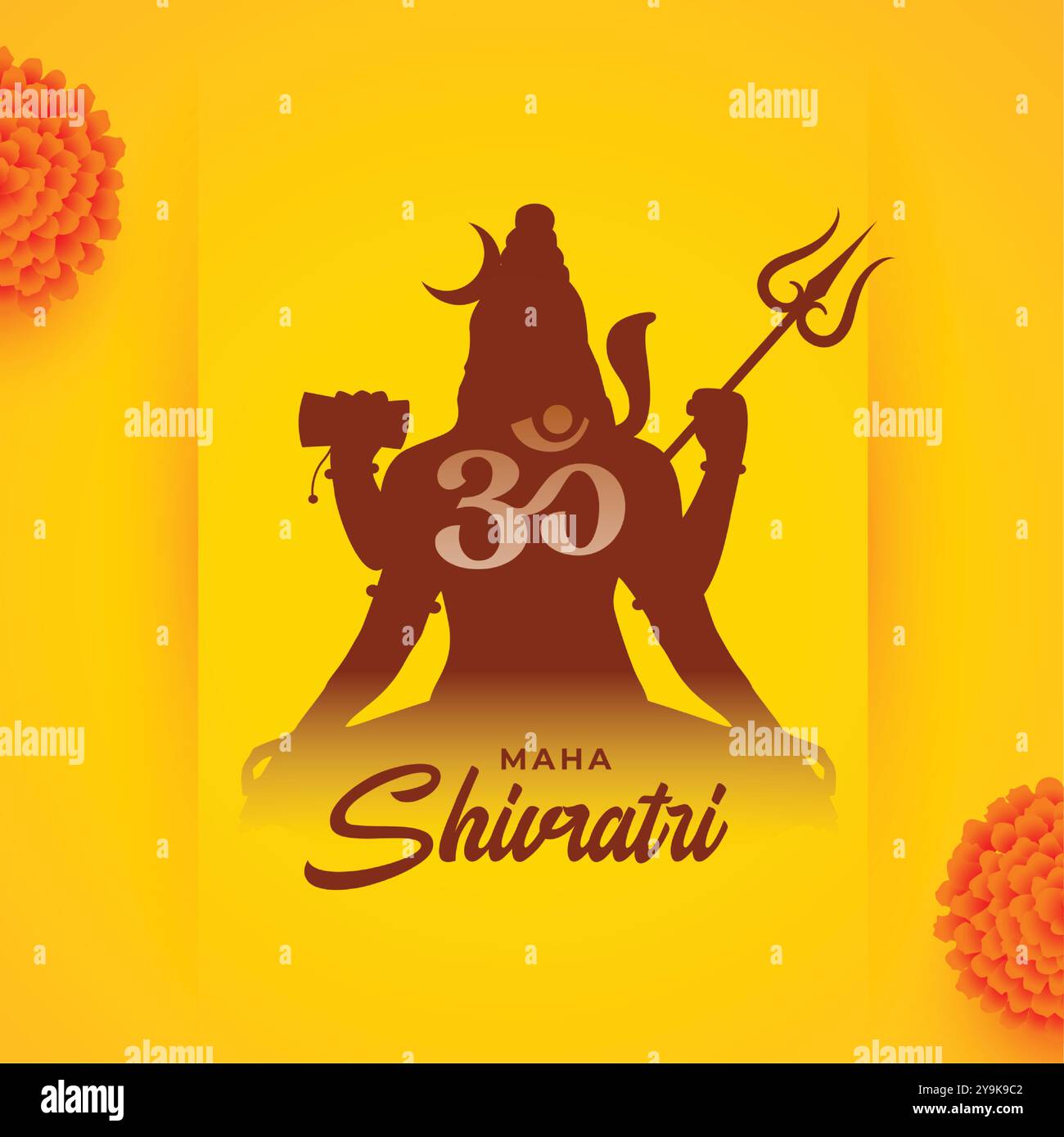 lord shiva maha shivratri greeting card with marigold flower vector Stock Vector Image & Art - Alamy