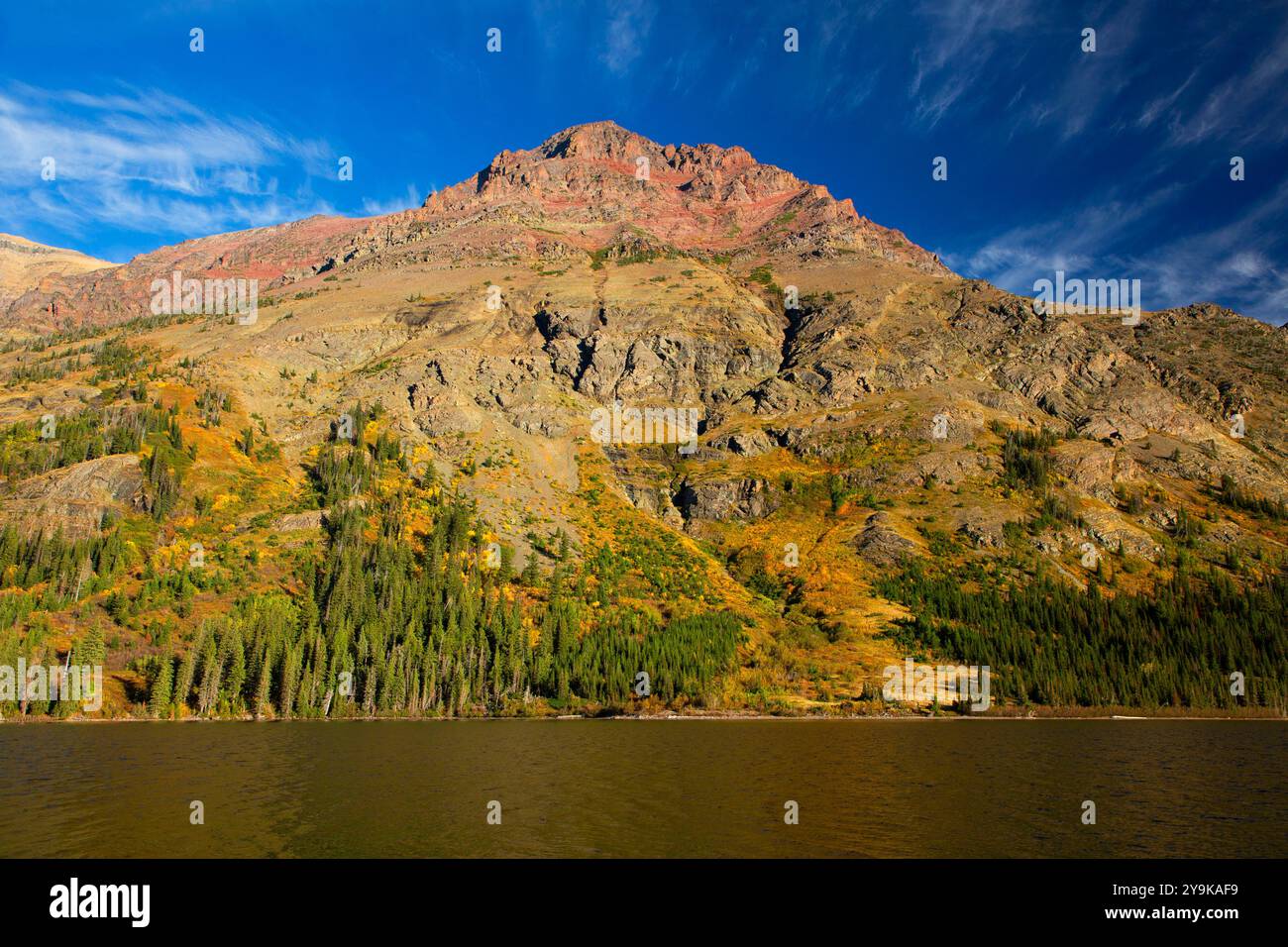 Rising Wolf Mountain with Two Medicine Lake, Glacier National Park, Montana Stock Photo - Alamy