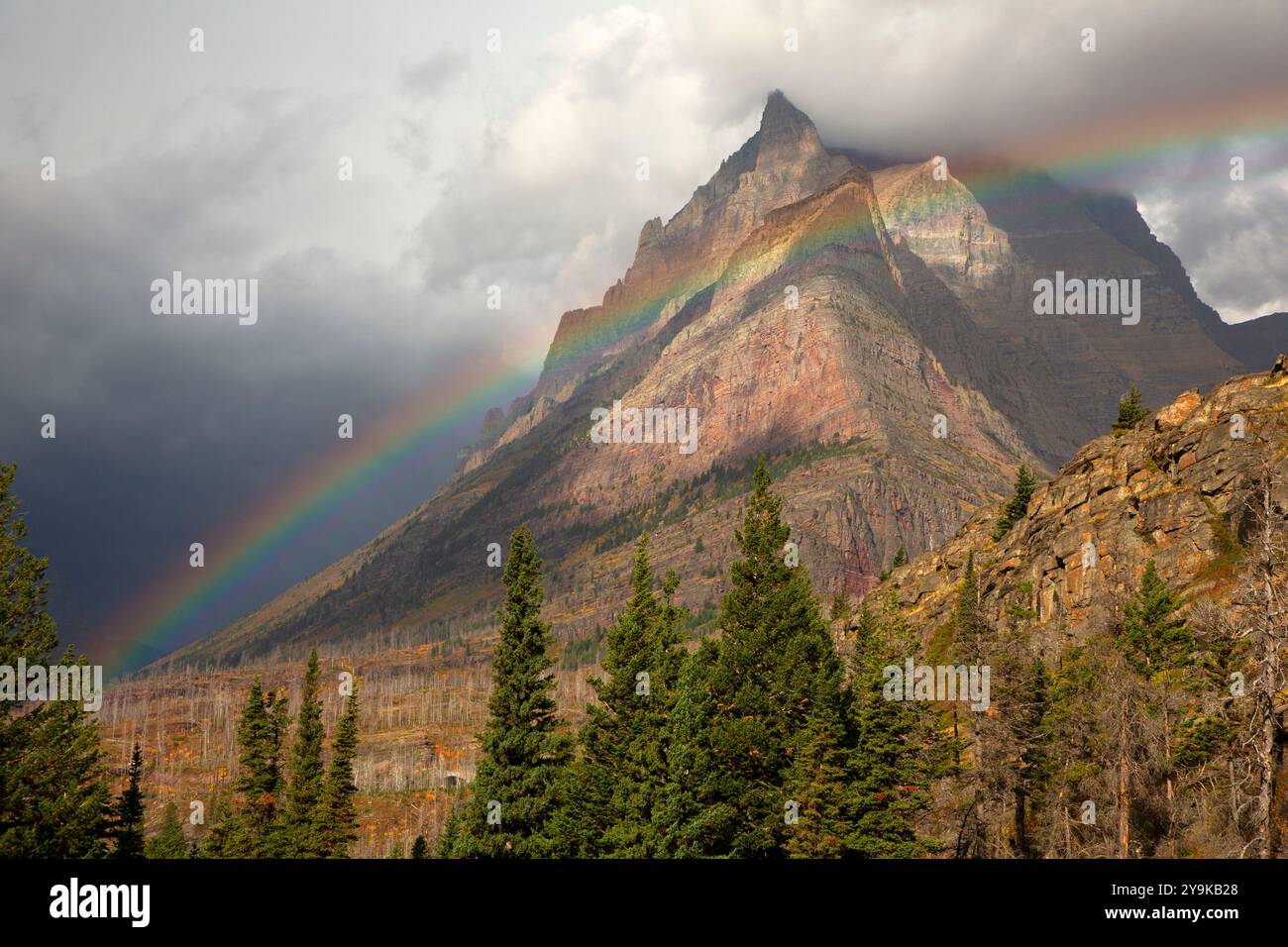 Rainbow at Going to the Sun Mountain, Glacier National Park, Montana ...
