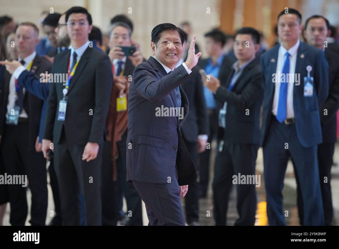 Philippine's President Ferdinand Marcos Jr. waves as he arrives for the ...
