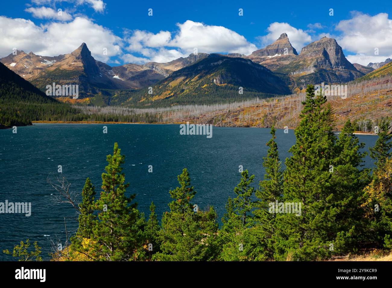 Sun Point view up St Mary Lake, Glacier National Park, Montana Stock ...