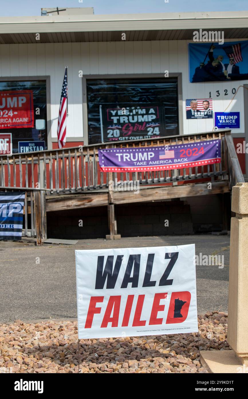 Red Wing, Minnesota. Walz failed sign in front of the GOP headquarters ...