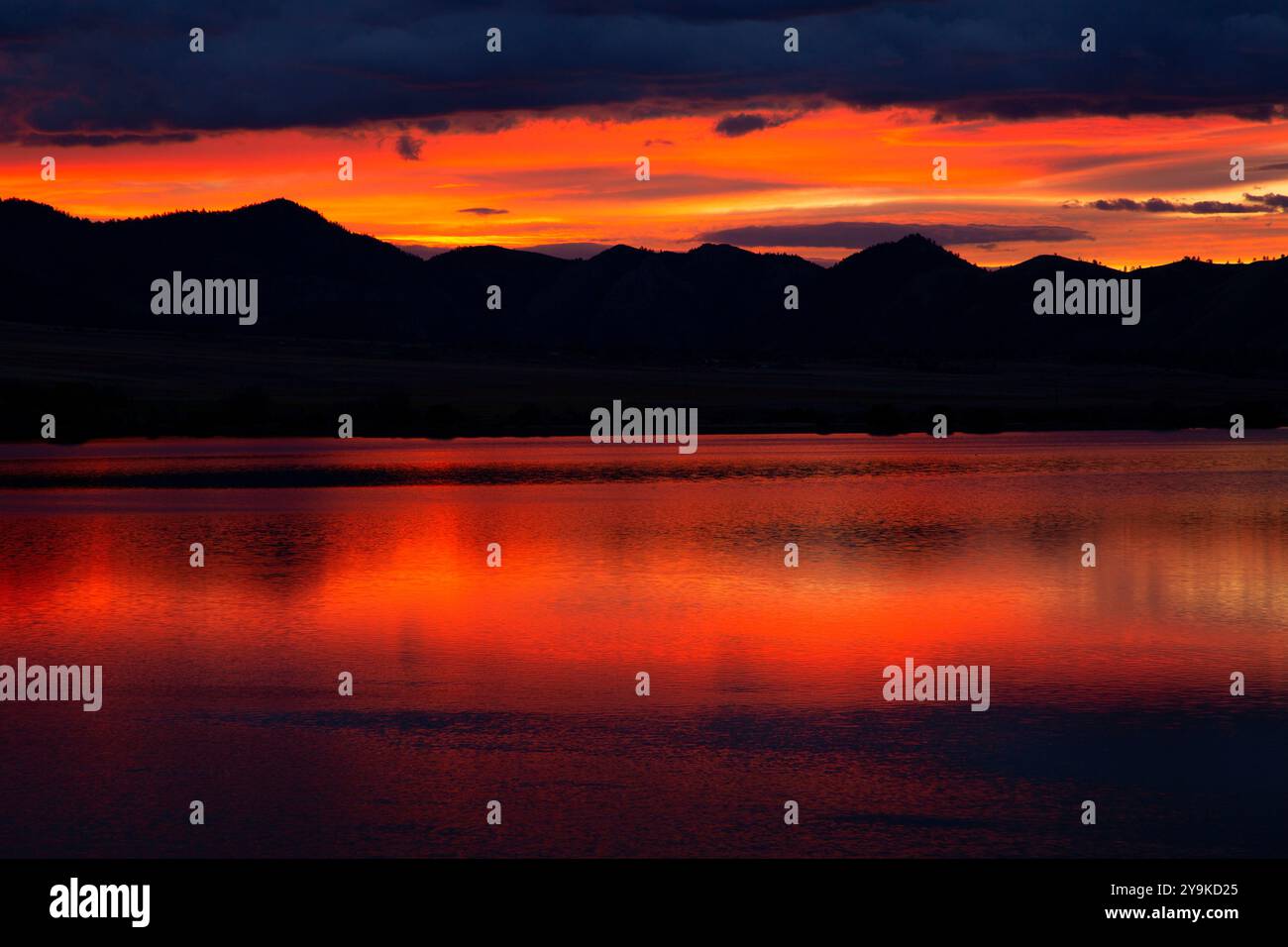 Hauser Lake sunrise, White Sandy Recreation Area, Montana Stock Photo ...