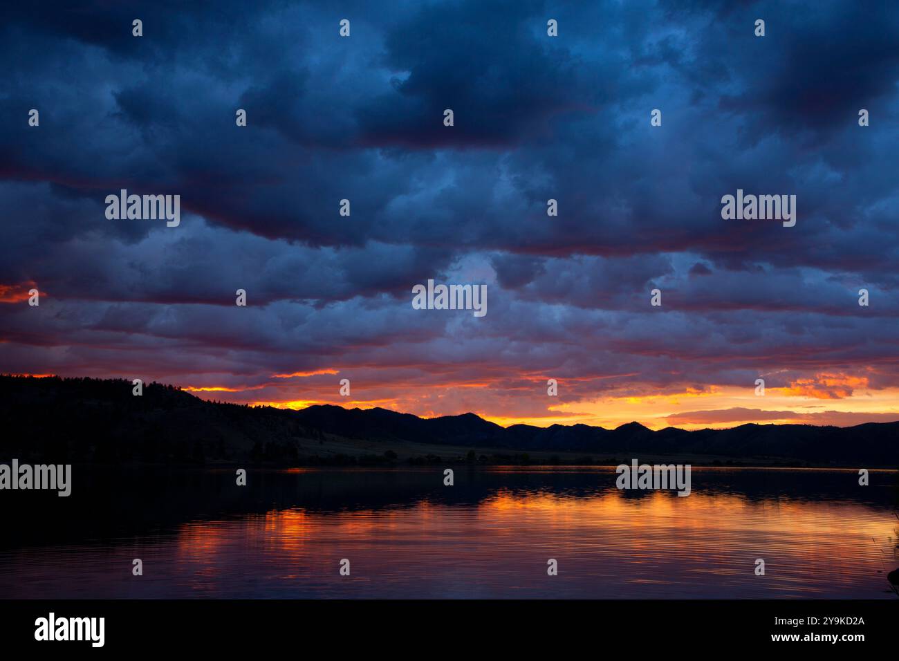 Hauser Lake sunrise, White Sandy Recreation Area, Montana Stock Photo ...