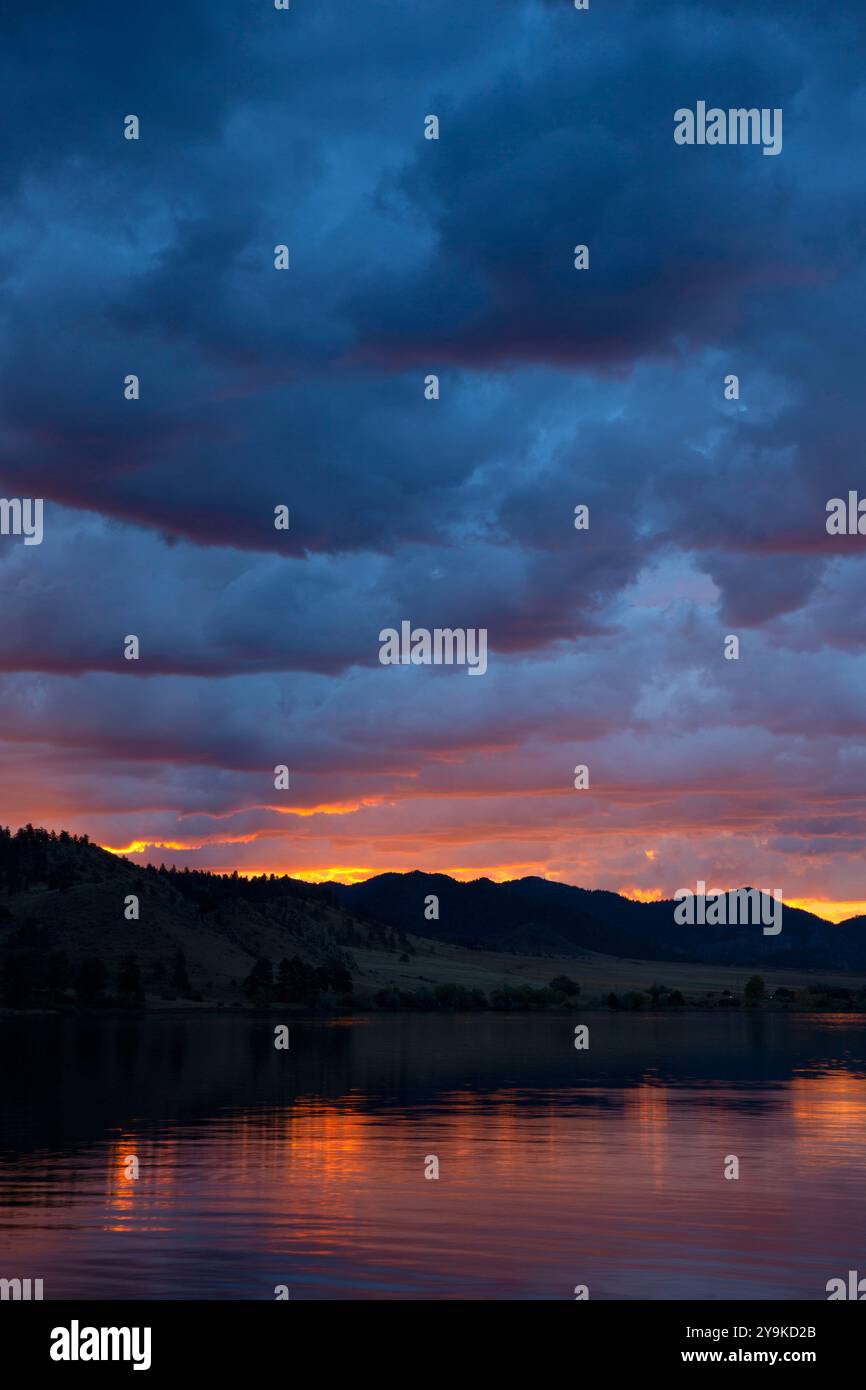 Hauser Lake sunrise, White Sandy Recreation Area, Montana Stock Photo ...