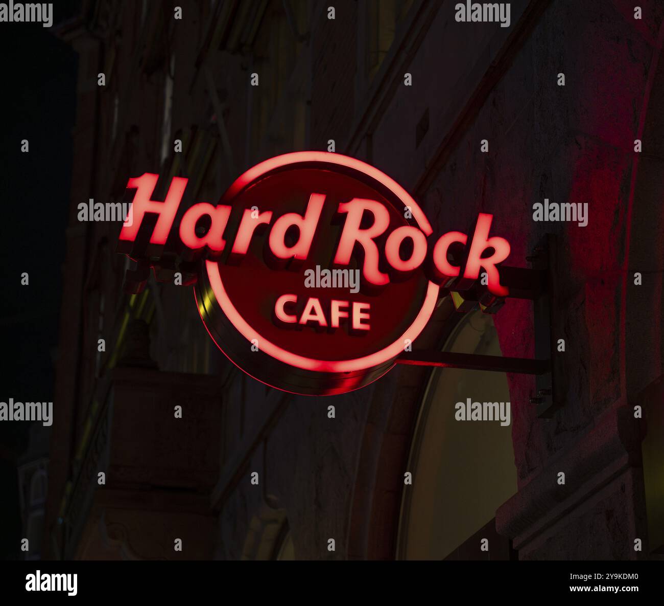 Illuminated sign, Hard Rock Cafe, Copenhagen, Denmark, Europe Stock ...