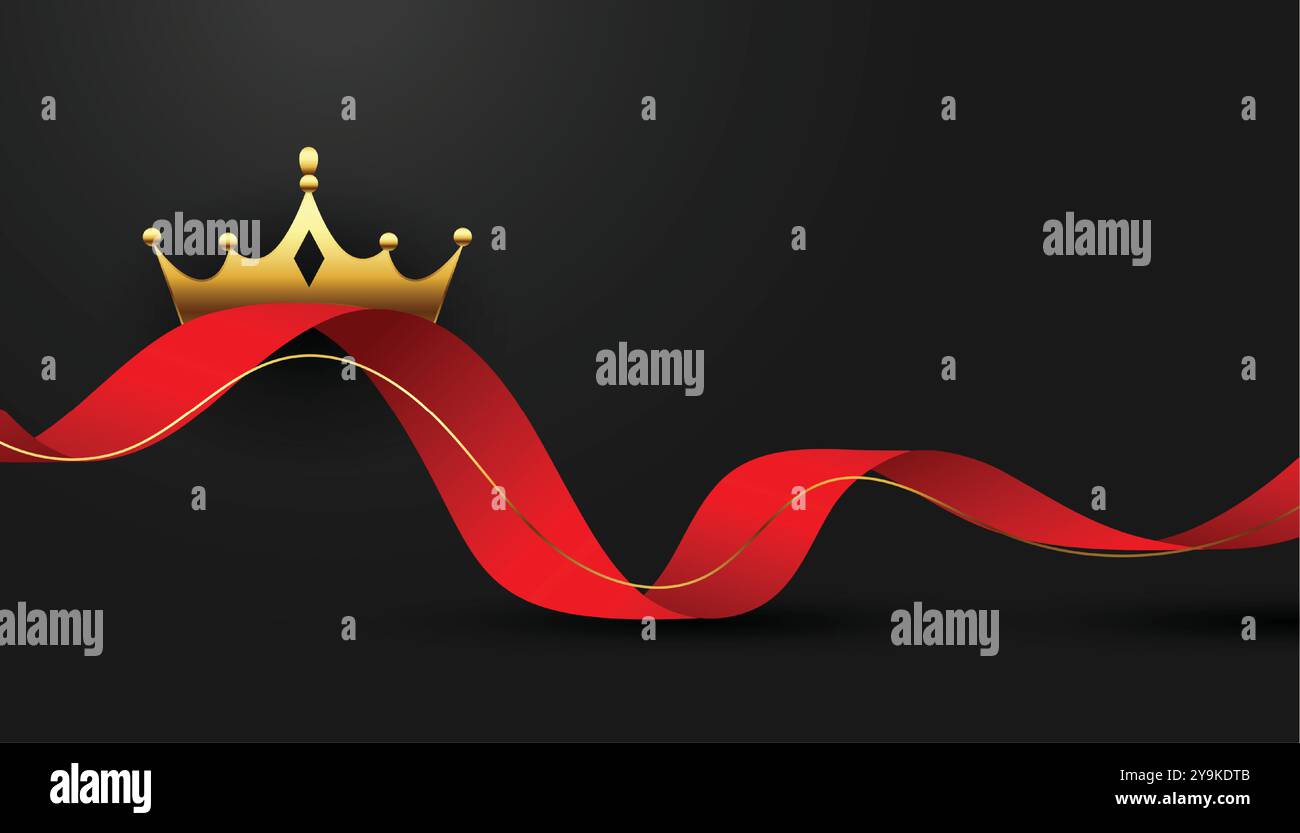 elegant royal golden crown background with ribbon design vector Stock ...
