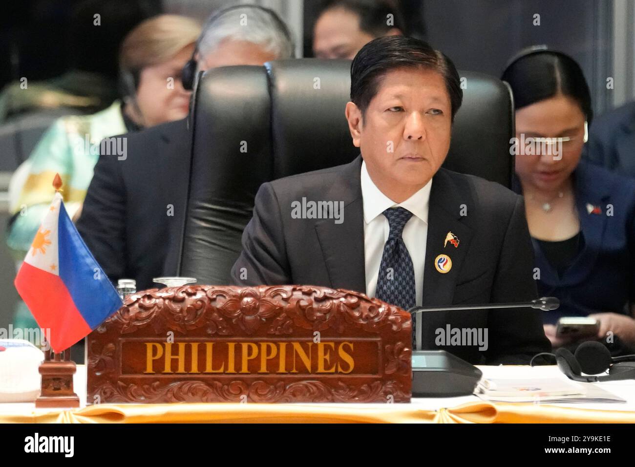 Philippine President Ferdinand Marcos Jr. listens during the 12th ...