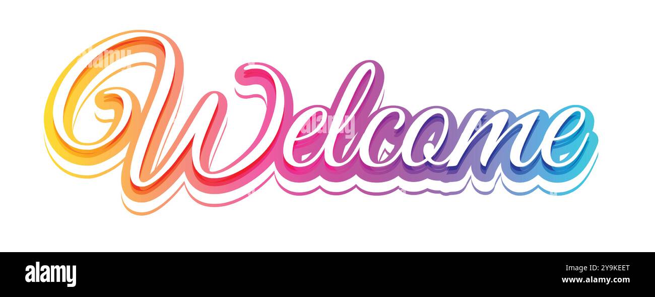 colorful welcome lettering banner invite your guests to next event ...