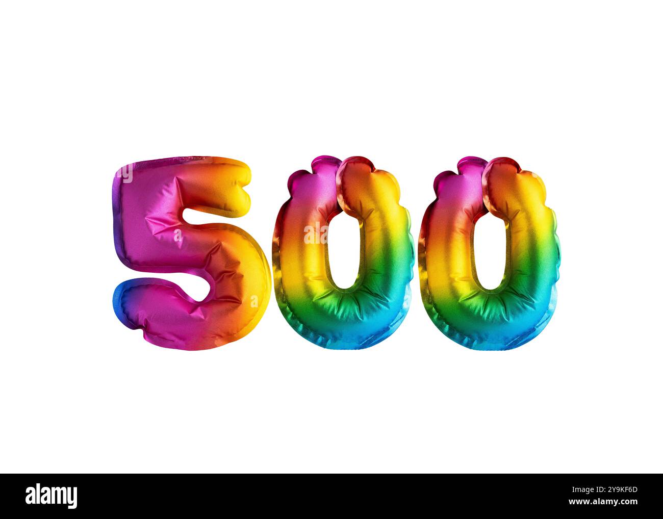 Multicolored balloon for number 500 celebration. Happy birthday on ...