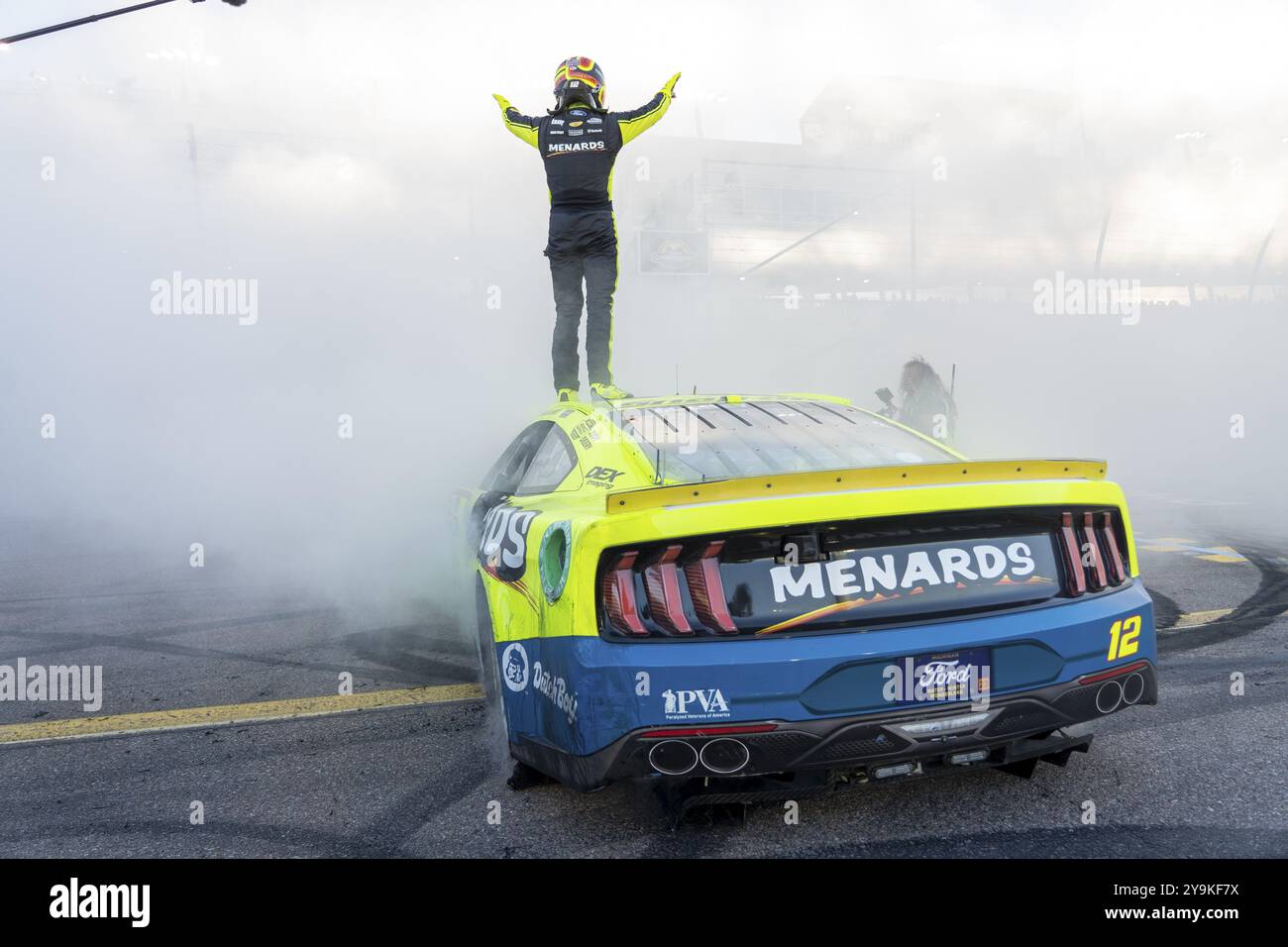 NASCAR Cup Series Driver Ryan Blaney (12) celebrates his win for the ...