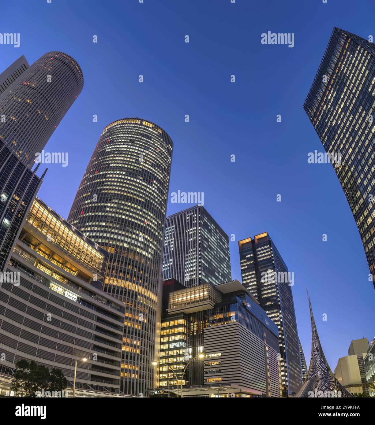 Nagoya Aichi Japan, night city skyline at Nagoya railway station and ...