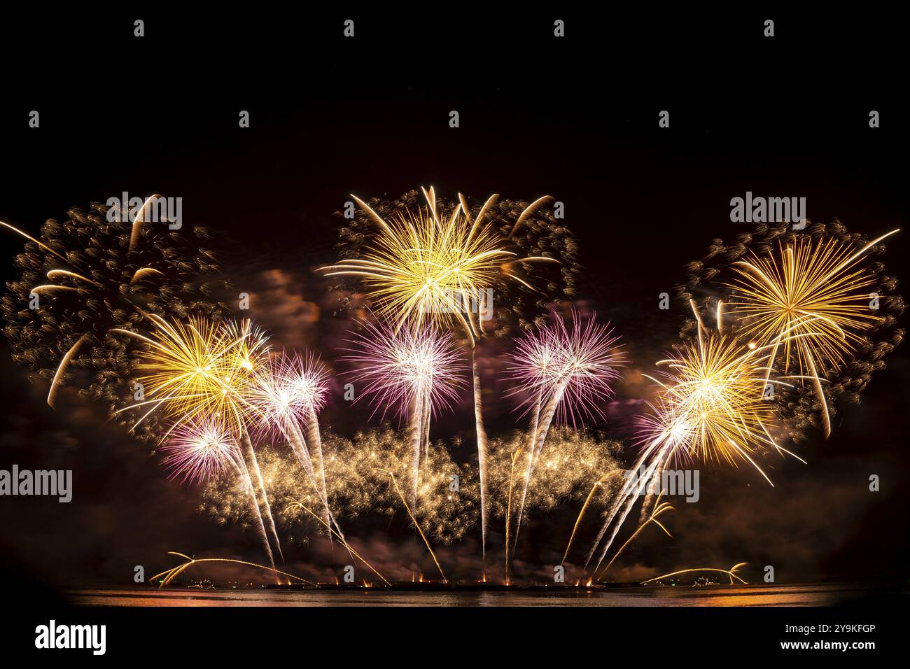 Real Fireworks display celebration, Colorful New Year Firework Stock ...