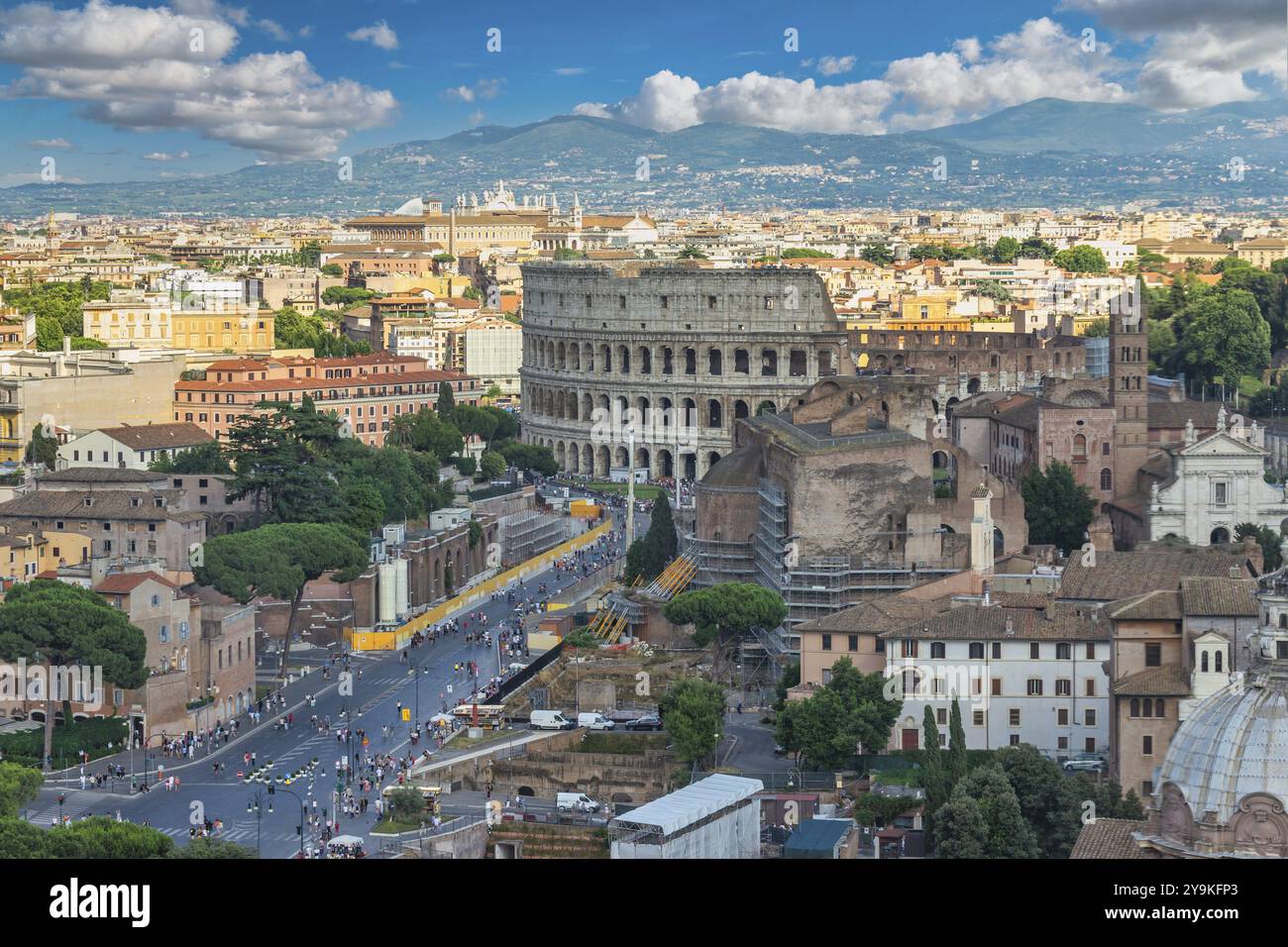 Rome Italy, high angle view city skyline at Roman Forum and Rome ...