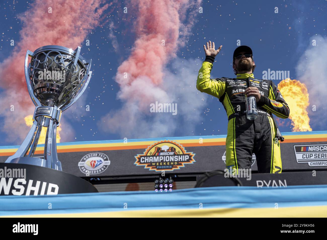 NASCAR Cup Series Driver Ryan Blaney (12) gets introduced for the ...