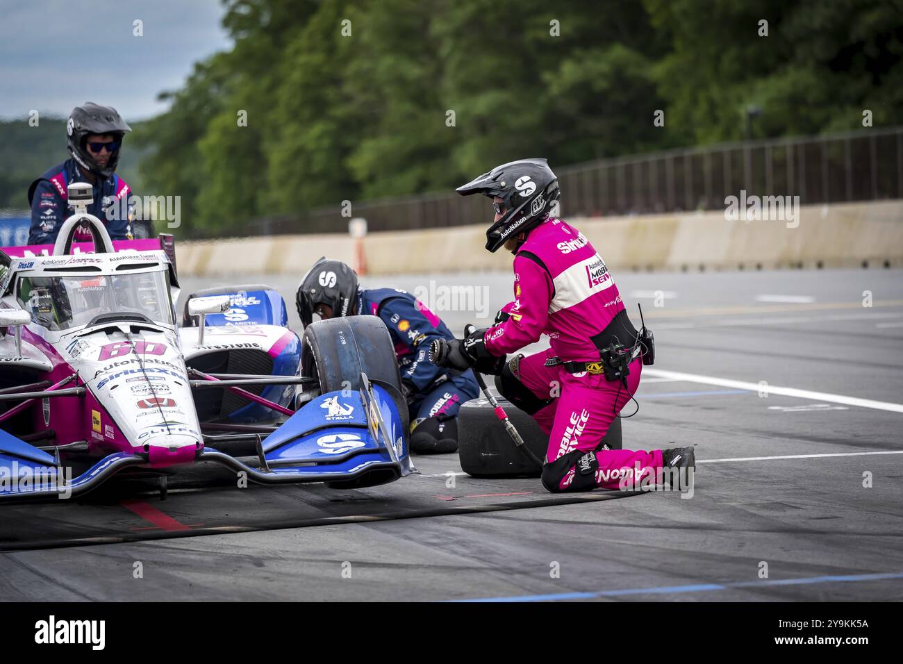 Felix Rosenqvist (60) of Varnamo, Sweden comes down pit road for ...