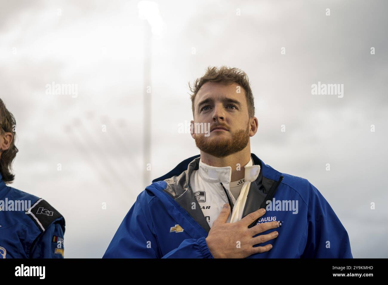 NASCAR Cup Series driver, TY DILLON, stands for the national anthem ...