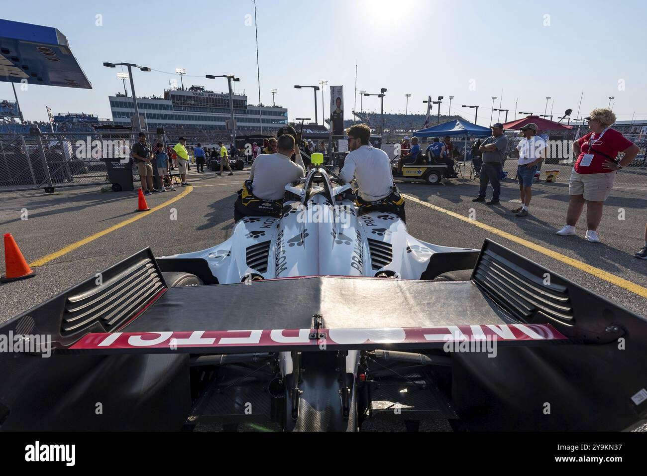 The crew of AJ Foyt Racing prepare their race cars for the Hy-Vee ...