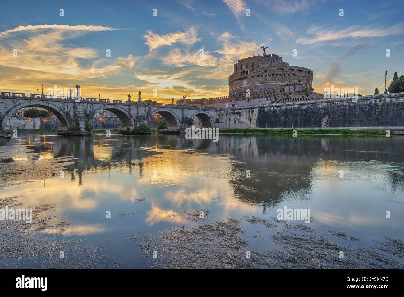Rome Vatican Italy, sunset city skyline at Castel Sant'Angelo and Tiber ...