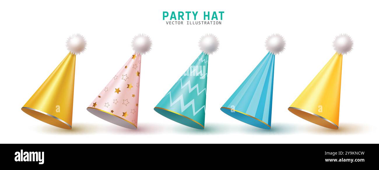 Birthday party hat vector set design. Party hat birthday kids ...