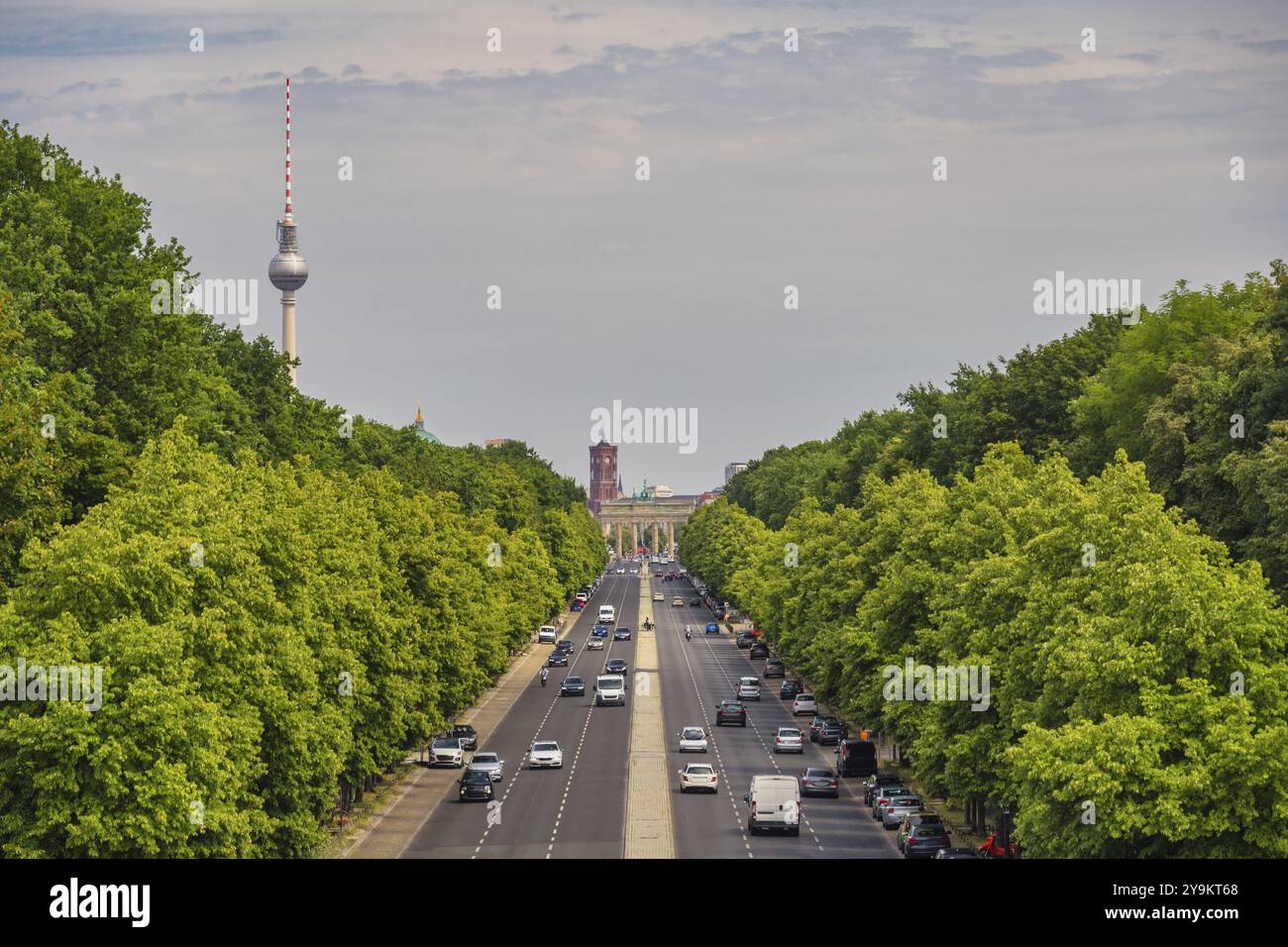 Berlin Germany, high angle view city skyline at Brandenburg Gate and ...