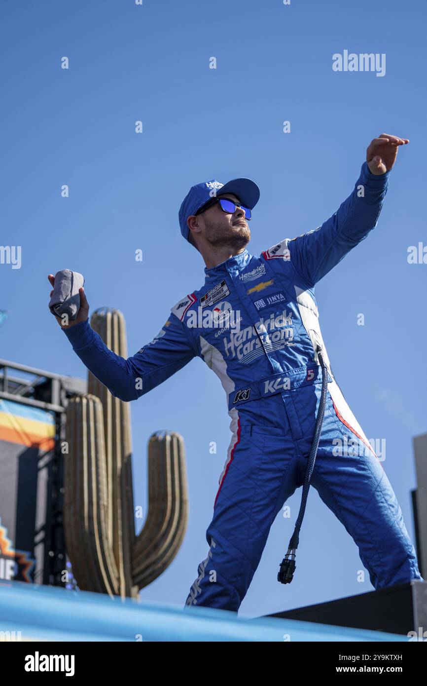 NASCAR Cup Series Driver Kyle Larson (5) gets introduced for the NASCAR ...