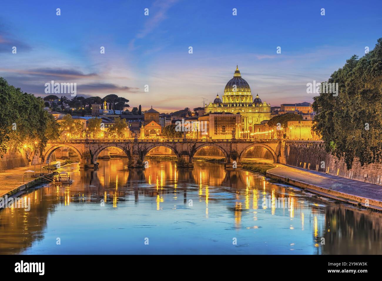 Rome Vatican Italy sunset city skyline at Tiber River Stock Photo - Alamy