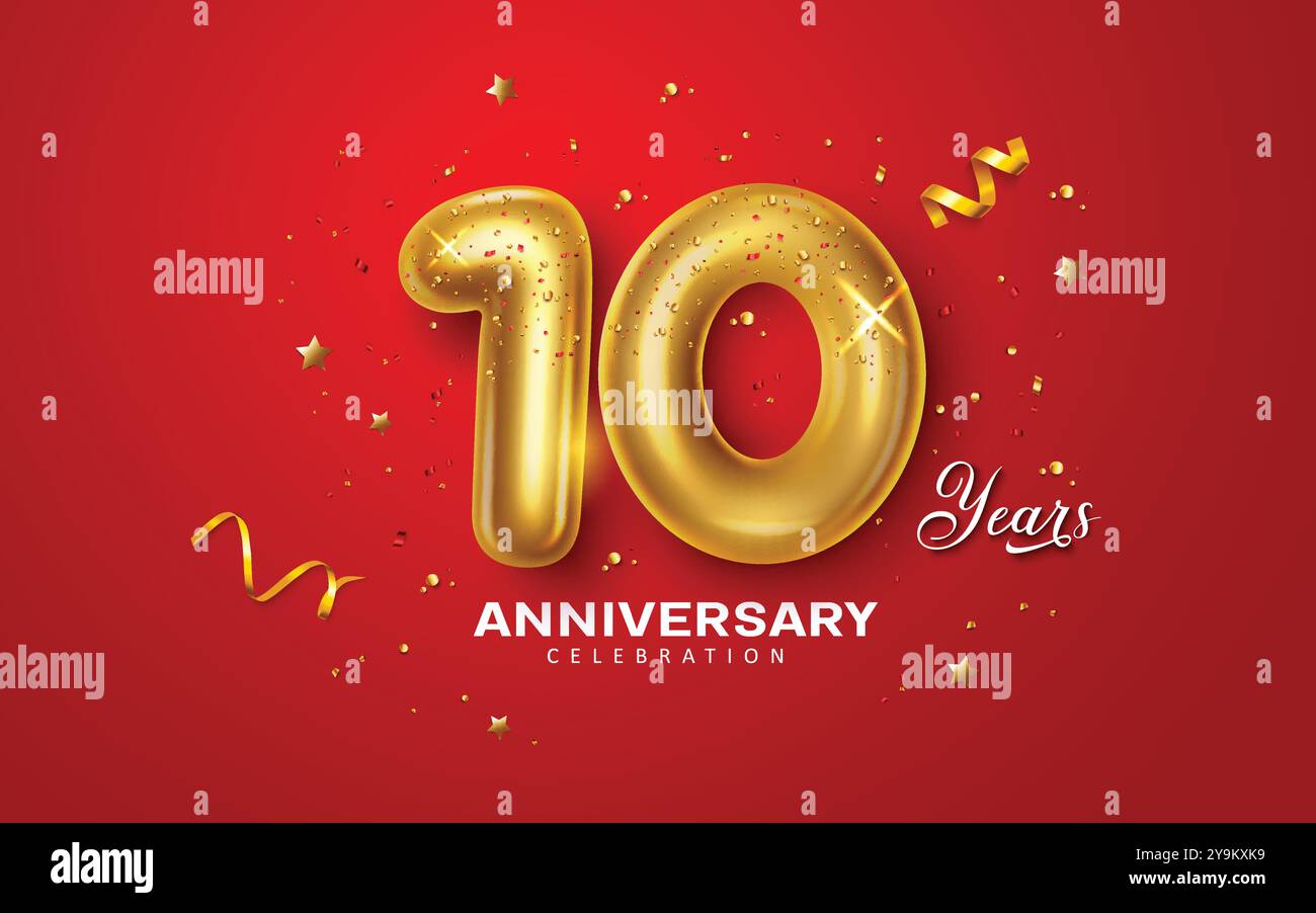 10th year anniversary vector design. Anniversary ten years celebration ...