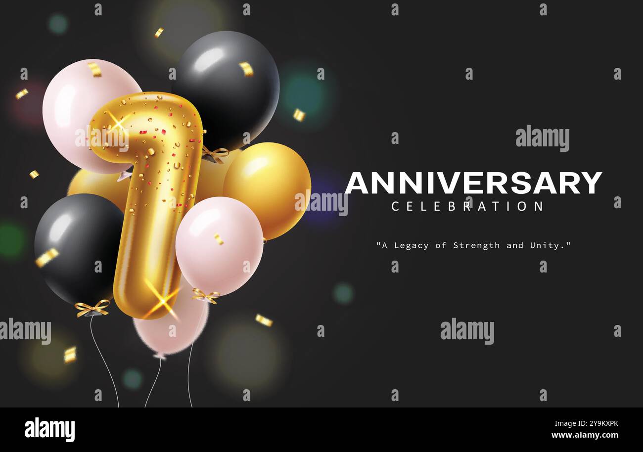 Anniversary 1st year vector template design. 1st year anniversary ...