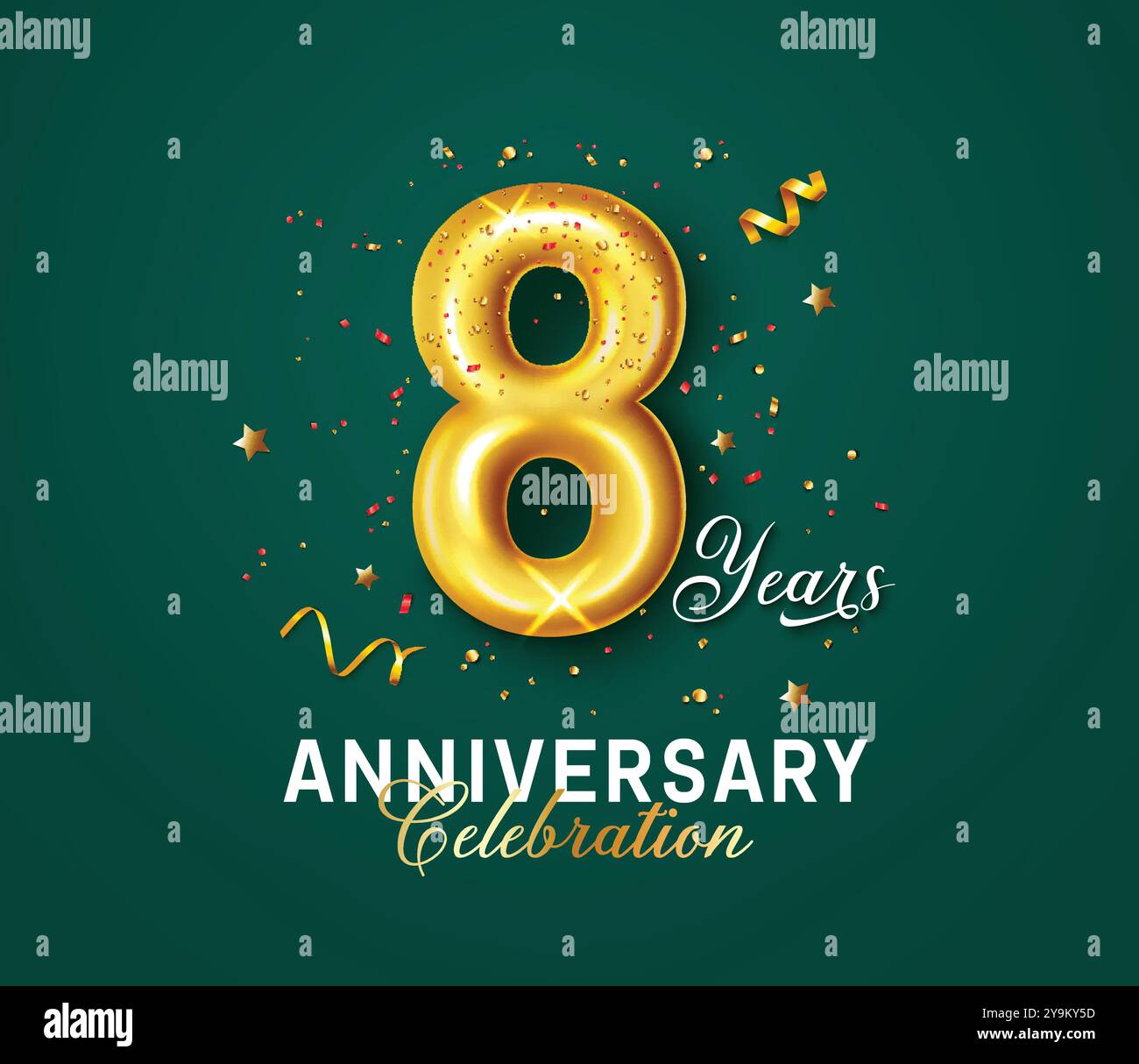 Anniversary 8 balloon vector design. Happy anniversary greeting with ...