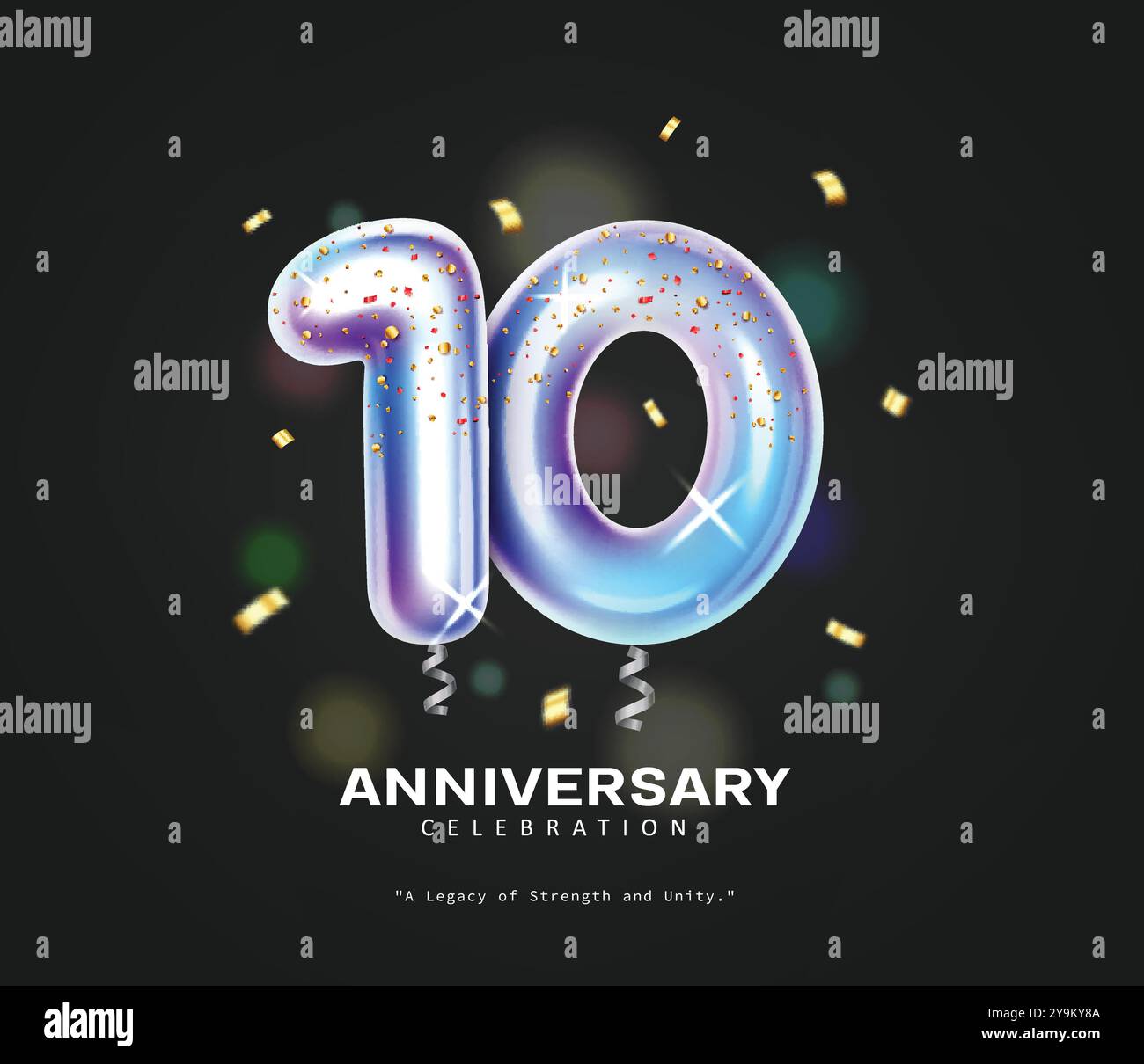Anniversary 10 balloons vector design. Happy anniversary greeting with ...