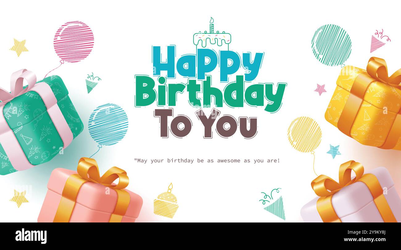 Happy birthday greeting vector background design. Birthday invitation ...