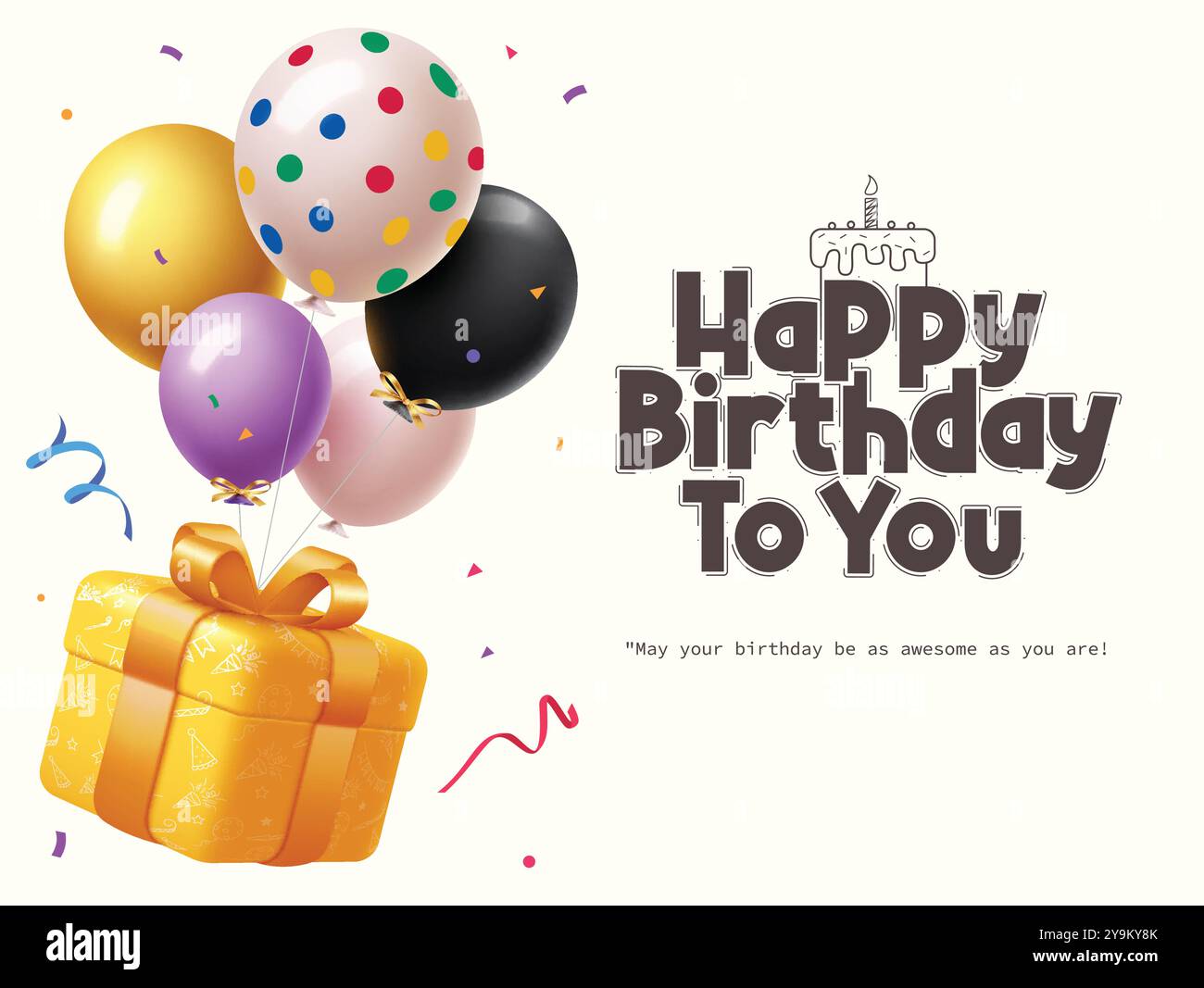 Happy birthday greeting vector design. Birthday invitation card with ...