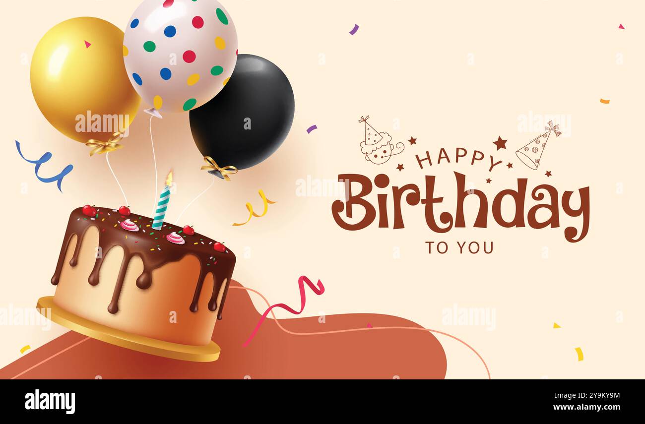 Happy birthday greeting vector design. Birthday invitation card with ...