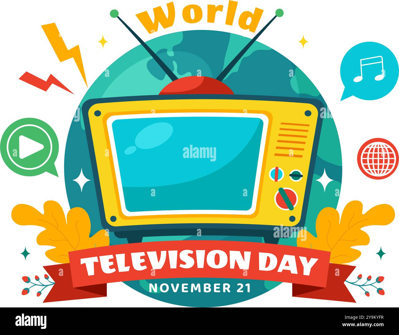World Television Day Vector Illustration on November 21, Featuring TV ...