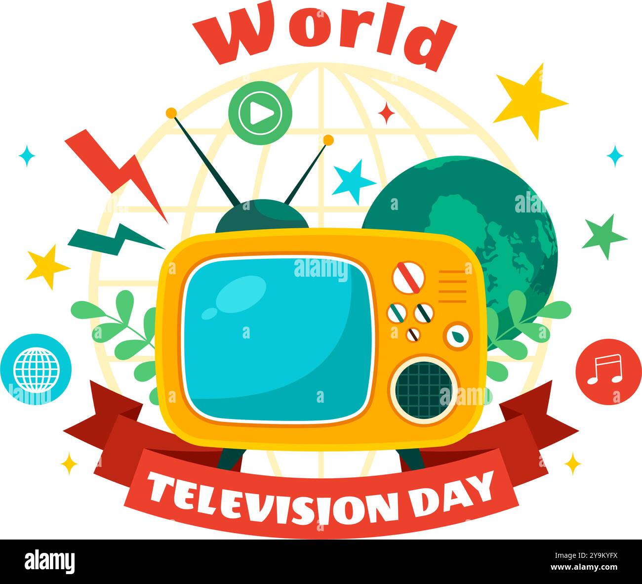 World Television Day Vector Illustration on November 21, Featuring TV ...