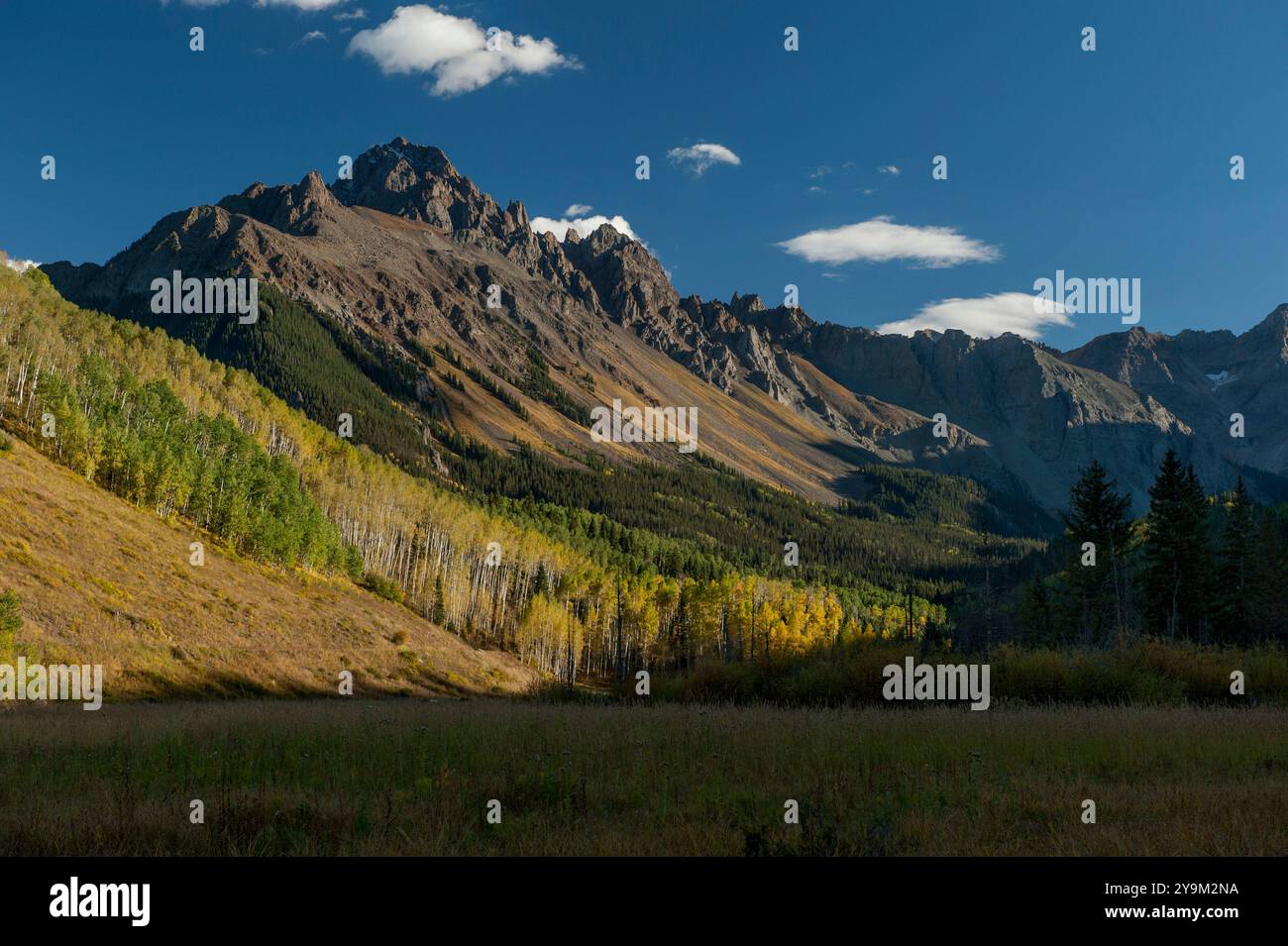 Colorado's Mount Sneffels, 14,158 ft above sea level, with fall color ...