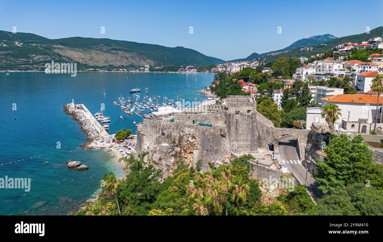 Aerial view of the Forte Mare fortress in Herceg Novi, a town in ...