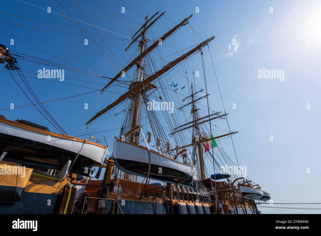 Italian training ship Amerigo Vespucci docked at Fort Hill Wharf in ...