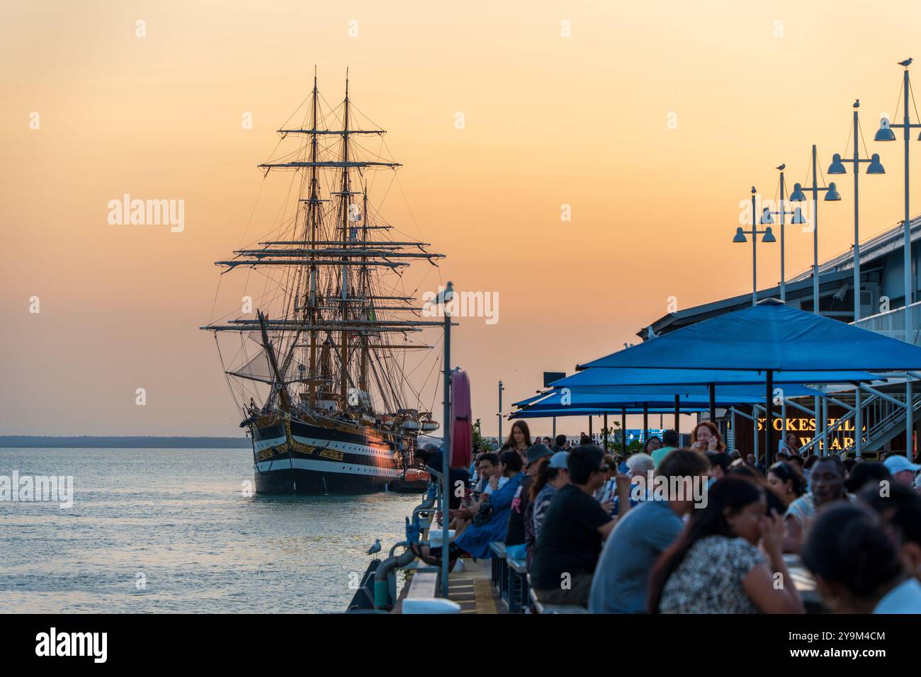 Italian training ship Amerigo Vespucci docked at Fort Hill Wharf in ...