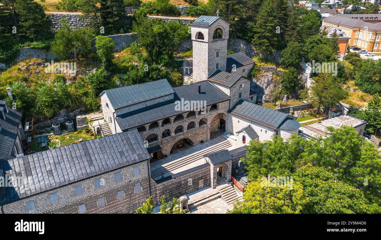 Aerial view of the Cetinje Monastery in the former capital of ...