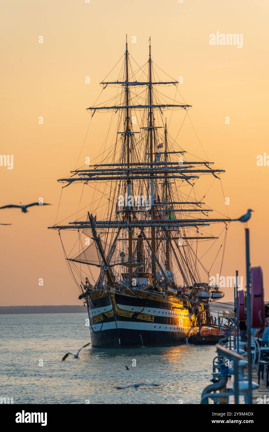 Italian training ship Amerigo Vespucci docked at Fort Hill Wharf in ...