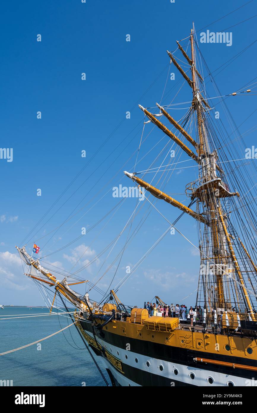 Italian training ship Amerigo Vespucci docked at Fort Hill Wharf in ...