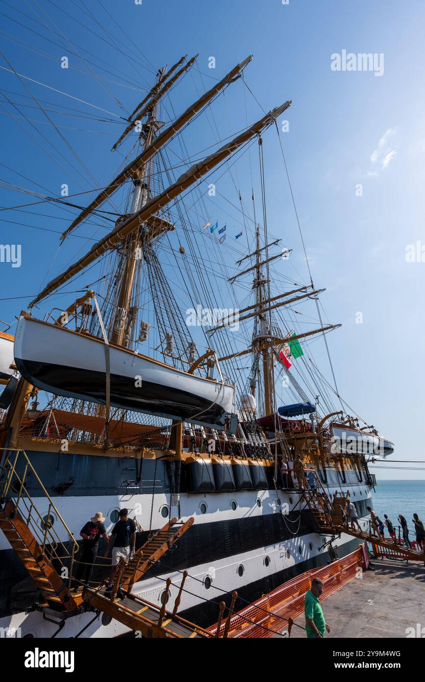 Italian training ship Amerigo Vespucci docked at Fort Hill Wharf in ...