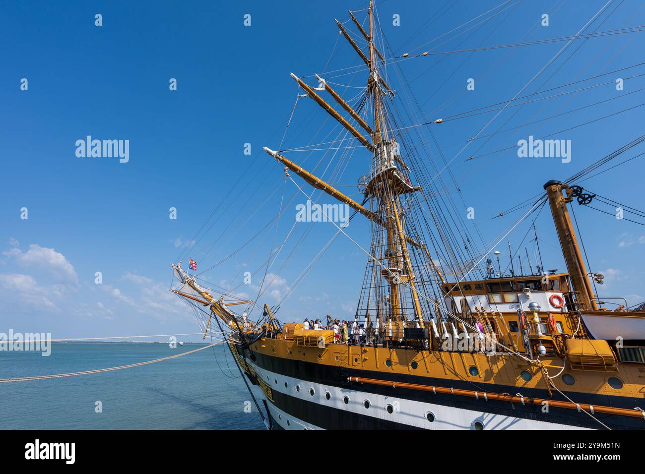 Italian training ship Amerigo Vespucci docked at Fort Hill Wharf in ...