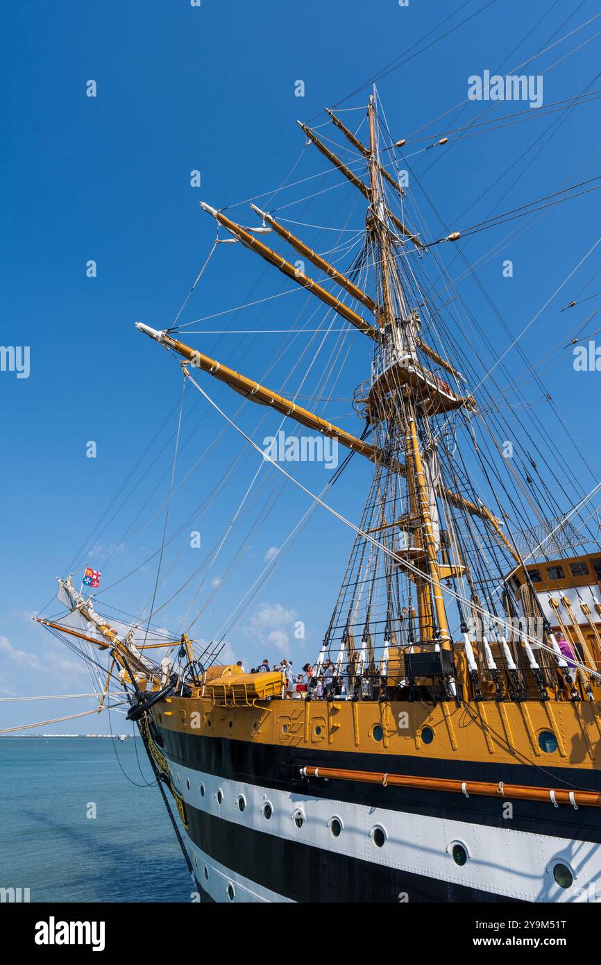 Italian training ship Amerigo Vespucci docked at Fort Hill Wharf in ...